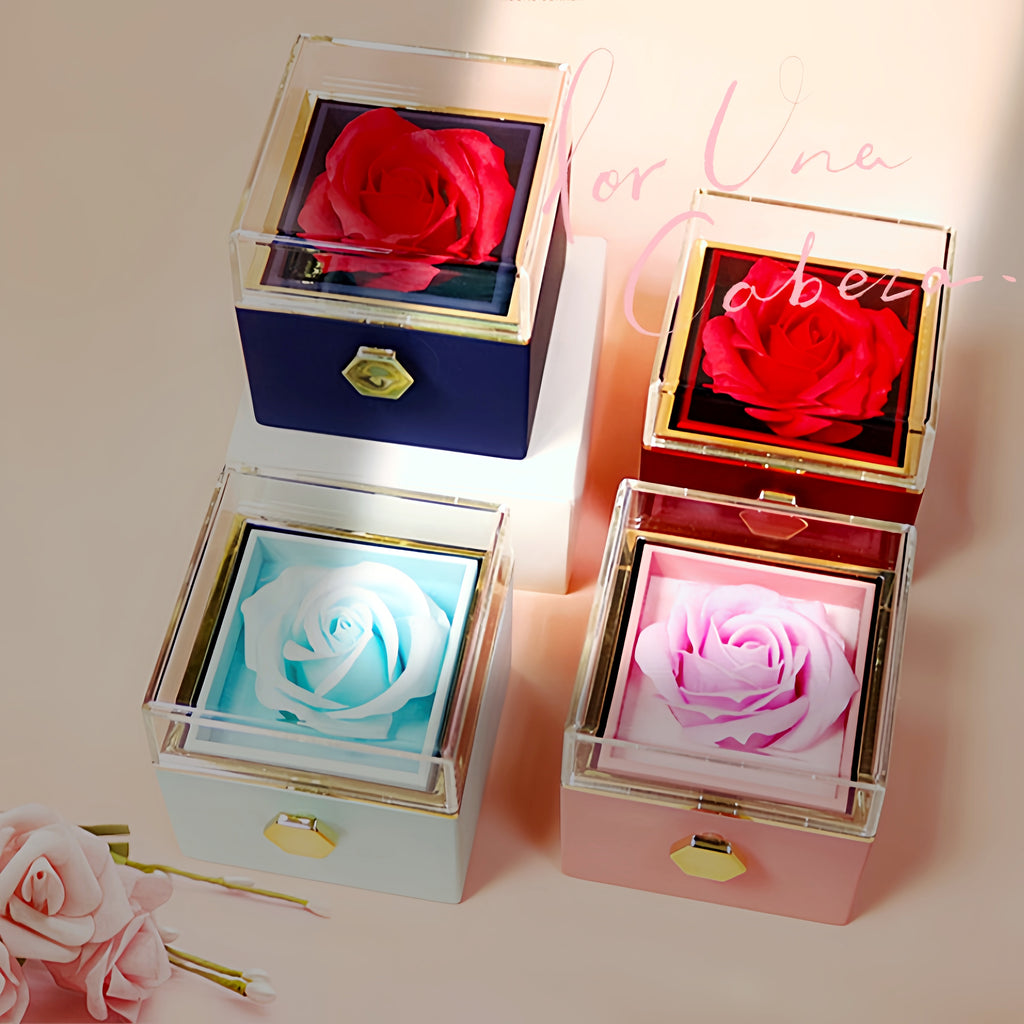 Rotating Soap Flower Rose Gift Box Creative Rotating Rose Jewelry Pack ...