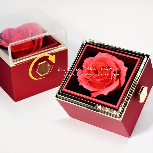 Rotating Soap Flower Rose Gift Box Creative Rotating Rose Jewelry Pack ...